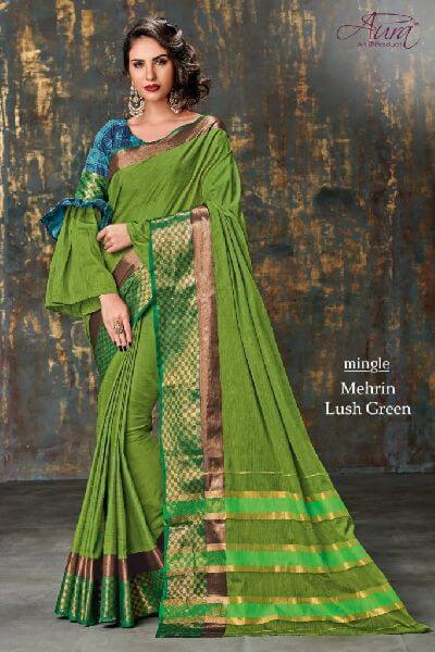 Saree Tusser Cream (TGEMBR) - Angels Fashion