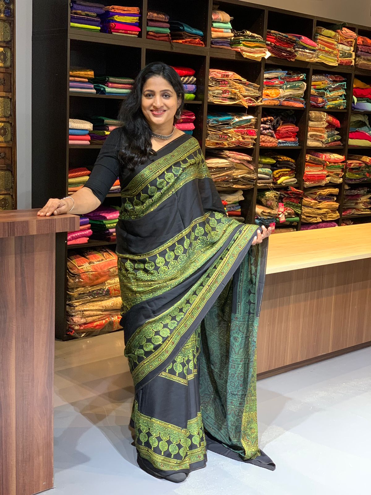 Ajrakh Sarees Archives - Angels Fashion